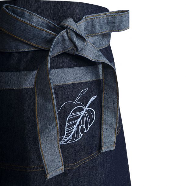 Japanese Style Apron Denim Tanuki Racoon Embroidery